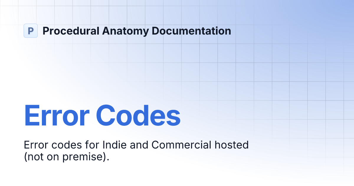 Error Codes | Procedural Anatomy Documentation